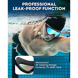 Rantizon Swim Goggles 2 Pack, Wide View Anti Fog&UV Swimming Goggles for Audlt, No Leaking Swim Glasses for Men Women Kids