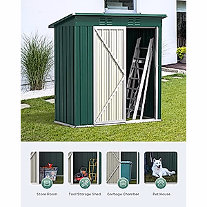 Bealife 5' x 3' Outdoor Storage Shed Clearance, Metal Outdoor Storage Cabinet with Single Lockable Door, Waterproof Tool Shed, Backyard Shed for Garden, Patio and Lawn(Green)