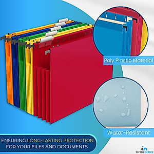 1InTheOffice Poly Expanding Hanging File Folders, Letter Size, Assorted,10/Pack