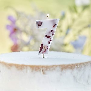 Ginger Ray Pressed Petal Number 7 Birthday Party Candle, Pink