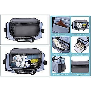 Gym Duffle Bag Waterproof Sports Duffel Shoulder Travel Weekender Bag for Men Women Overnight Bag with Shoes Compartment & Wet Pocket (Green)