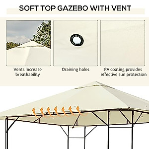 Outsunny 10' x 10' Patio Gazebo, Outdoor Gazebo Modern Canopy Shelter with Vents Roof and Steel Decorative Columns, for Garden, Lawn, Backyard and Deck