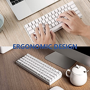 RedThunder 60% Mechanical Gaming Keyboard, 61 Keys Ultra-Compact Wired Mini Keyboard, Rainbow RGB Backlight for Typist Laptop PC Mac Gamer (White, Red Switch)