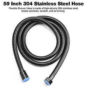 High Pressure Shower Head, Kaymncuz Handheld Shower Head with 5 Spray Mode, with 59 inch Hose and Nail-free Shower Bracket, High Flow Hand Held Showerhead with ON/OFF Pause Switch to Saving Water