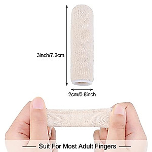 Geyoga 50 Pieces Cotton Finger Cots Finger Toe SleevesThumb Protector Fingertips Protective Cushion, Moisture Wicking (7.6 cm/ 3 Inch)