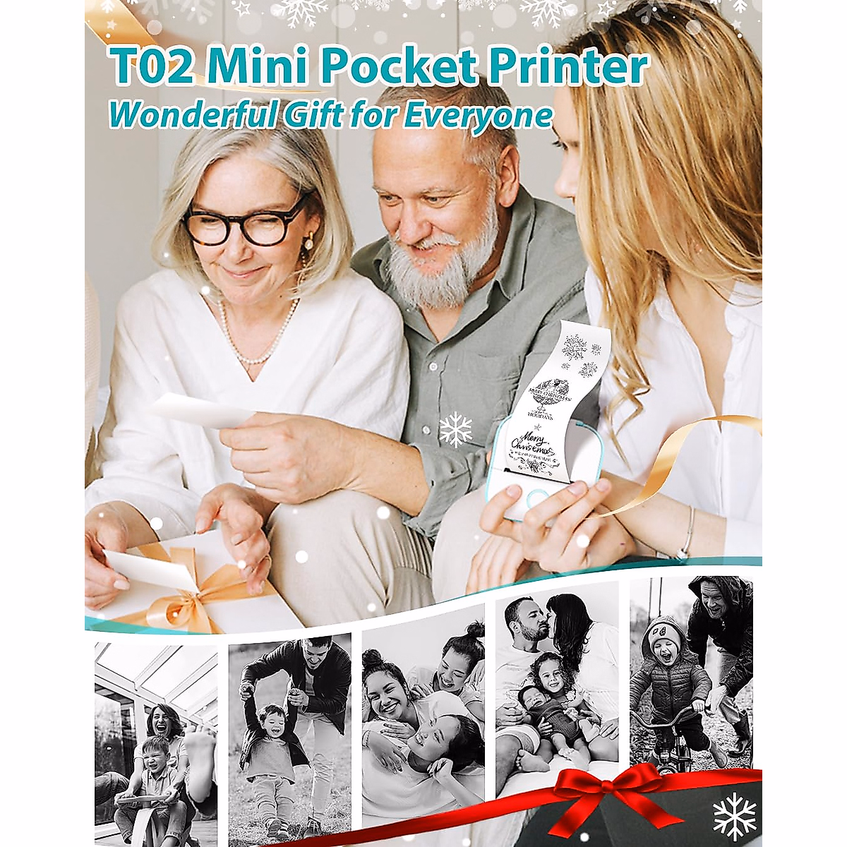 Phomemo Sticker Printer- T02 Mini Printer Sticker Maker Inkless Printer Portable Bluetooth Thermal Pocket Photo Printer for Study Notes, Stickers, Photos, DIY, for Birthday, Green