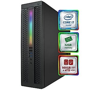 HP EliteDesk 800G1 Small Desktop Computer (SFF) | Quad Core Intel i7 (4.0GHz Turbo) | 32GB DDR3 RAM | 500GB SSD Solid State + 4TB HDD | 5G-WiFi + Bluetooth | Win 10 Pro | Home or Office PC (Renewed)
