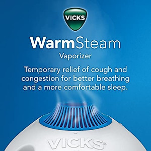 Vicks Warm Steam Vaporizer, Small to Medium Rooms, 1.5 Gallon Tank – Warm Mist Humidifier for Baby and Kids Rooms with Night Light, Works with Vicks VapoPads and VapoSteam