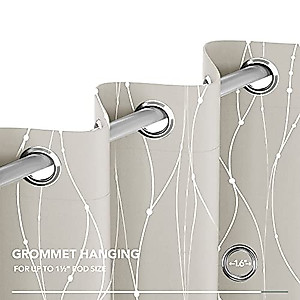 Deconovo Blackout Curtains and Drapes for Living Room, 84 Inch Length, Set of 2 - Room Darkening Curtains with Wave Dots Line Print (52 x 84 Inch, Beige, 2 Panels)