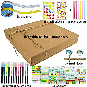 Vienrose DIY Scrapbook Photo Album Kit with Pens Tapes and Stickers 60 Pages Hardcover 8.3x10.5 Inches 3 Rings Removable Blank Paper Scrapbooking for Lover Friends Kids Wedding White