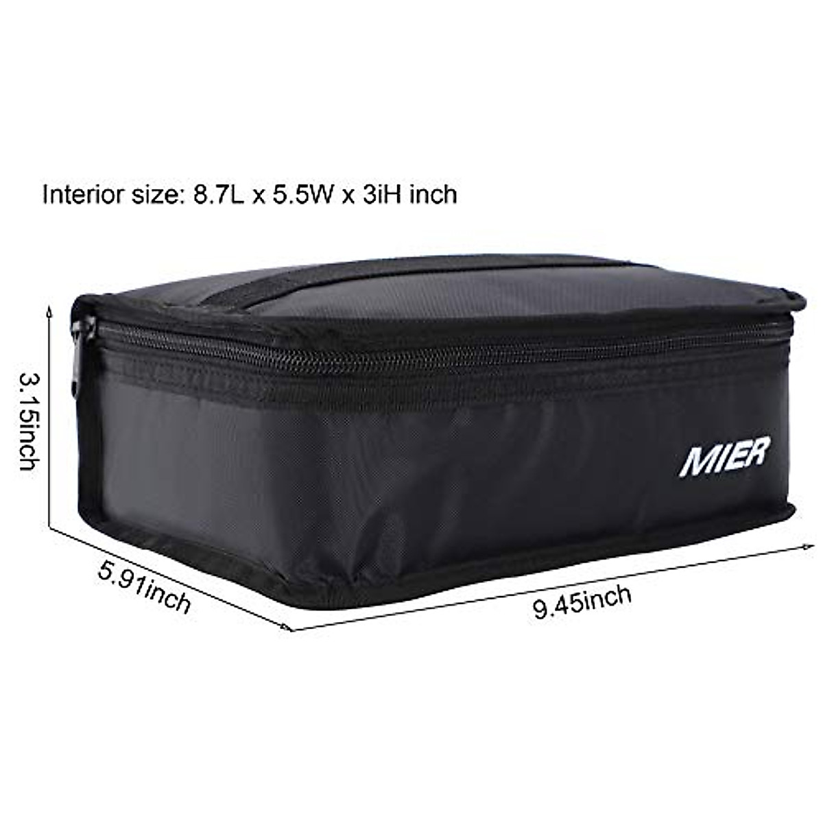 MIER Insulated Lunch Box Bag Expandable Lunch Pack for Men, Women, Kids, Black