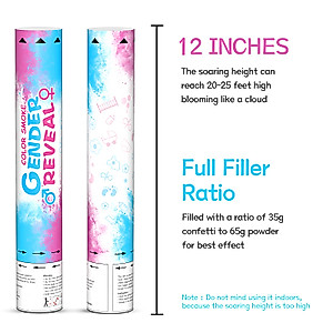 EFFIELER Gender Reveal Confetti Powder Cannon Set of 2 Mixed (1 Blue 1 Pink) 100% Biodegradable Confetti Smoke Gender Reveal Cannon for Gender Reveal Decorations and Baby Gender Reveal Party Supplies…