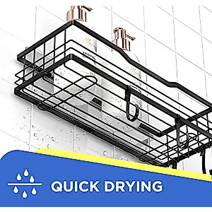HBlife Shower Caddy 2 Pack Bathroom Shower Organizer, Adhesive Shower Caddy with 4 Hooks and Soap Dish, No Drilling Stainless Steel Shower Shelves for Inside Shower, Shampoo Holder for Shower Wall