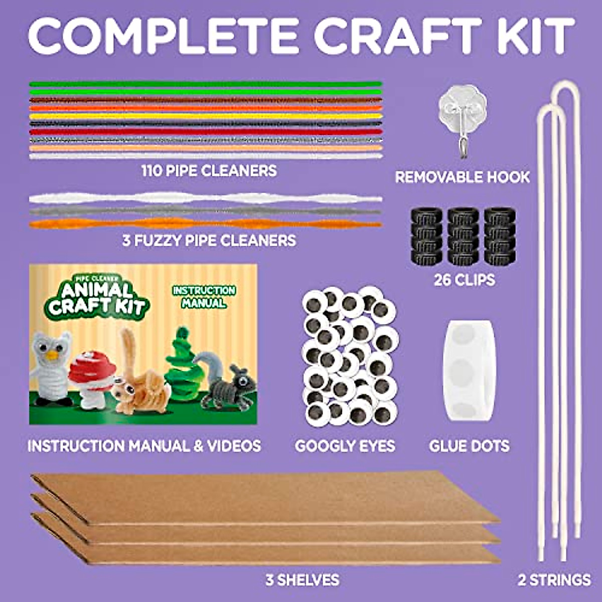 Art and Crafts Kit for Kids Ages 8-12, Create and Display Animals, Kit Includes Supplies & Instruction, Best Craft Project for Kids Ages 7,8,9,10,11,12 Great Gift!