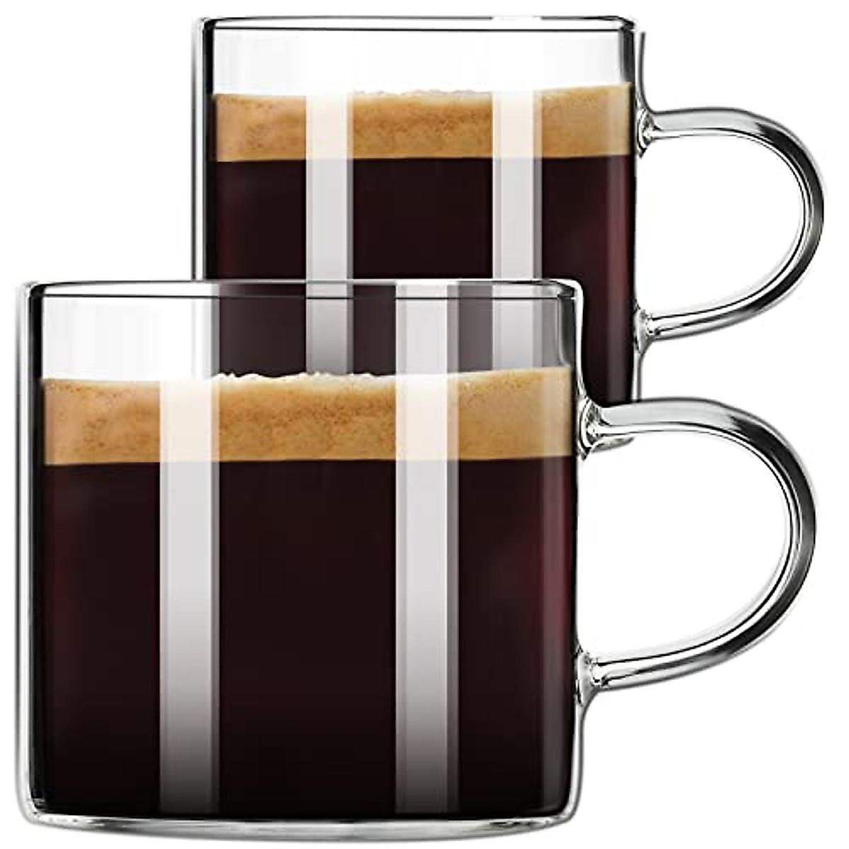 PARACITY Espresso Cups Set Of 2, Insulated Espresso Shot Glass 4.3 OZ, Clear Glass Expresso Coffee Cup with Handle, Borosilicate Espresso Accessories, Small Coffee Cups for Espresso Machine, Tea Cup