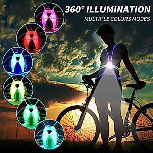 Ni-SHEN LED Reflective Running Vest with Front Light,Running Lights for Runners,Reflective Running Gear for Men/Women Running,Cycling or Walking, High Visibility Warning LED Lights
