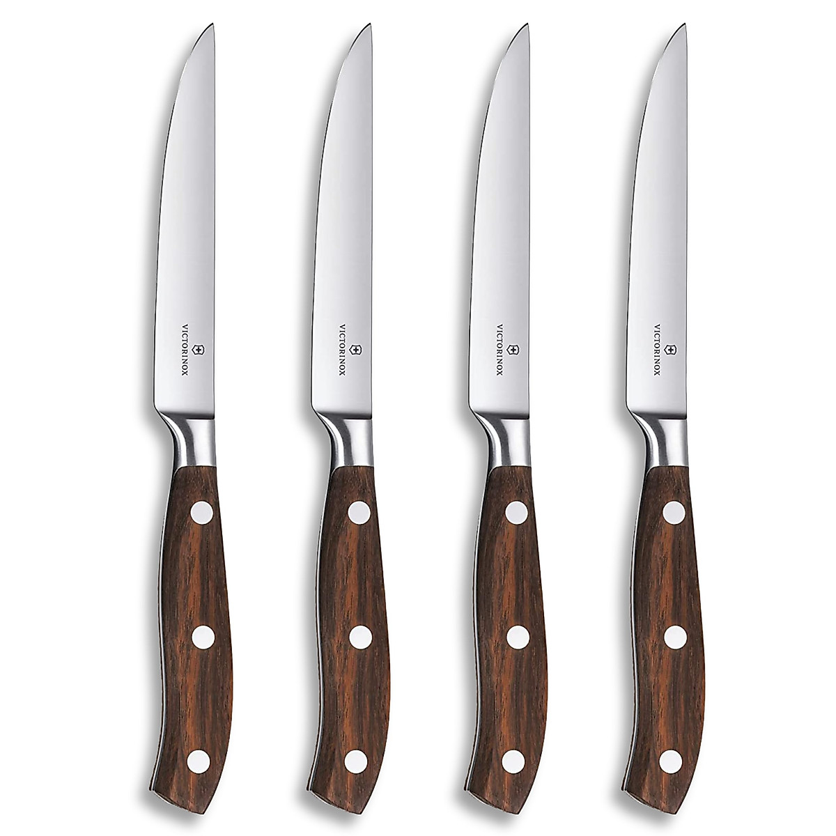 Victorinox 7.7240.4 Grand Maître Steak Knife Set Ideal for Slicing a Wide Variety of Steak Cuts Straight Blade in Rosewood, Set of 4