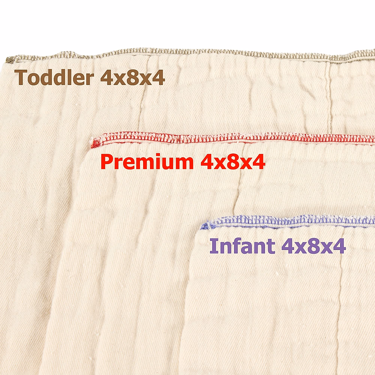 OsoCozy Better Fit Unbleached Prefold Cloth Diapers -100% Cotton, Gauze Weave, Sized for Tri Folding - Size 3 - (Toddler 4x8x4 Fits 25-45 lb.) - 1 Dozen
