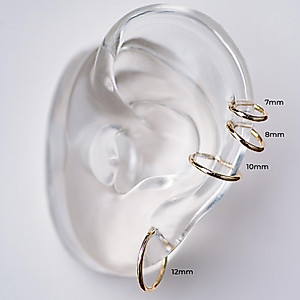 ANYGOLDS 14K Real Solid Gold Hoop piercings - Versatile Body Piercing Jewelry for Nose, Lip, Eyebrow, Cartilage, Daith, Helix, Tragus, Conch, Rook, Snug - 16 Gauge, 1 PCS (12mm, 14K White Gold)