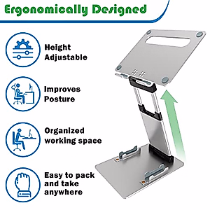 Laptop Stand for Desk – Stable Laptop Riser for Desk – Height & Angle Adjustable Laptop Stand – Sturdy, Aluminium PC & MacBook Stand – Laptop Holder for 11” to 17” Laptops by Pivot World