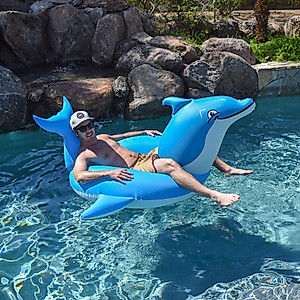 GoFloats Dolphin Pool Float Party Tube - Inflatable Rafts for Adults & Kids