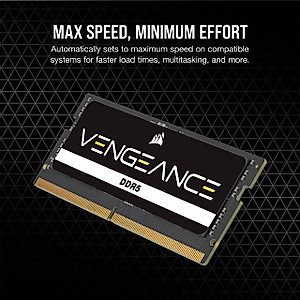 CORSAIR VENGEANCE SODIMM DDR5 RAM 32GB (2x16GB) 4800MHz CL40 Intel XMP iCUE Compatible Computer Memory - Black (CMSX32GX5M2A4800C40)