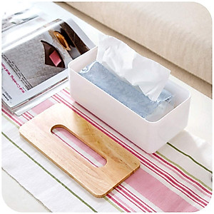 Wood Tissue Box Cover Gloves Box Holder Wooden Rectangular Tissue Box Holder for Storage on Bathroom Vanity, Countertop, Bedroom Dresser (Large(10.2 x 5.1 x 4.5))