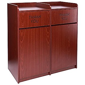 Displays2go Trash Receptacle for (2) 36 Gallon Bins, Thank You Message - Mahogany (LCKDPZSSSM2)