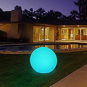 Lafhome 12-Inch Solar Rechargeable LED Ball Light, Color Changing Solar Globe Lamp IP67 Waterproof Outdoor Garden RGB Orb Light for Bar Yard Patio Pool Pathway Nightlight Relax Decoration