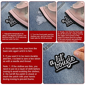 4 pcs A Lil' Bougie Iron Patches, Classic Black and White Letters Funny Iron on Patches Embroidered Adult Humor Patch for Clothes Jeans Jackets Bags Hats