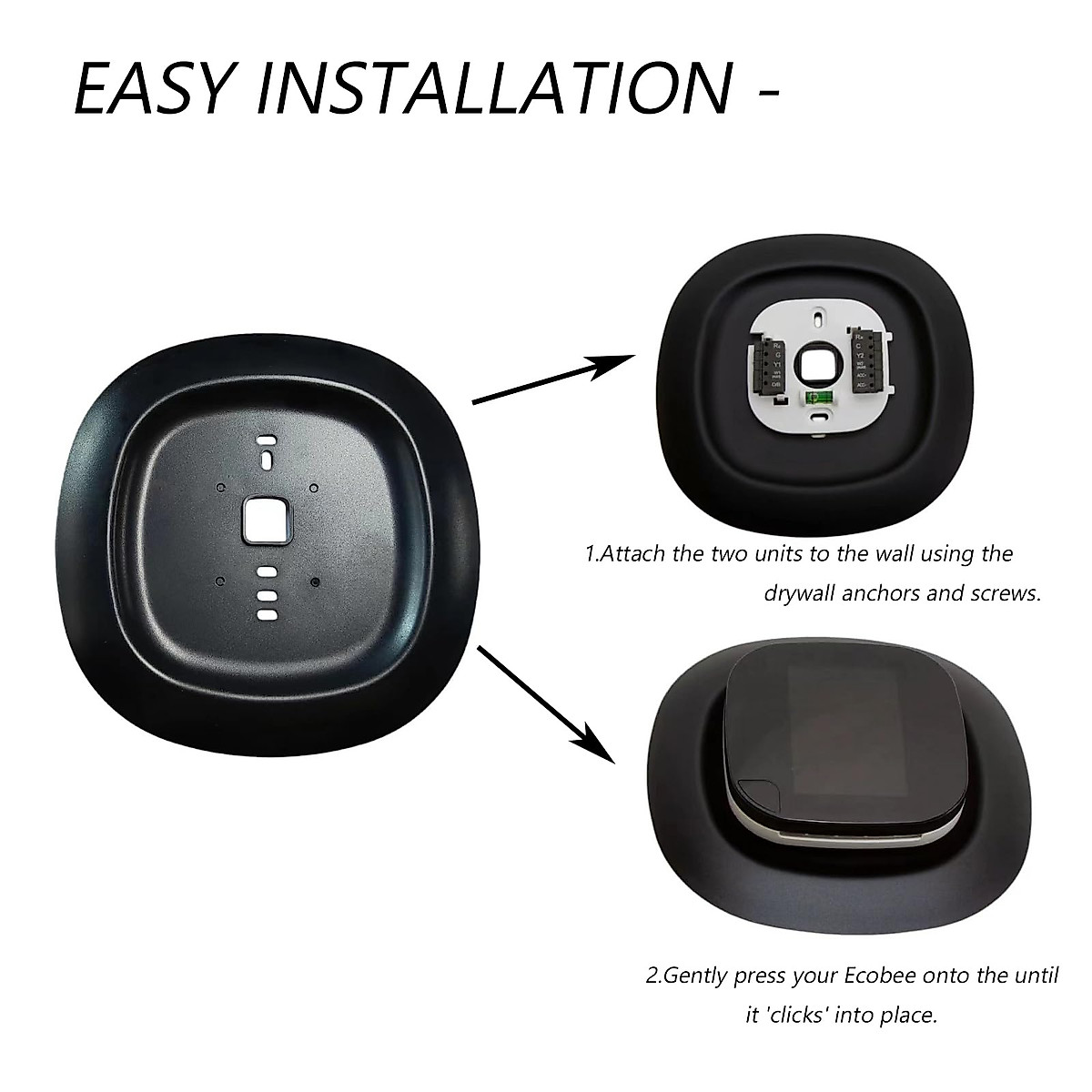 Thermostat Decorative Wall Plate Bracket Black for New 2022 Ecobee Smart Thermostat (1)