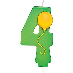 Creative Converting Numerical Balloon Candle, 3", Green