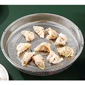 Steamer Basket, 9 Inch x 1.8 Inch Food Grade Stainless Steel Steaming Net with a Support Frame for Food Steaming (1 Pcs)