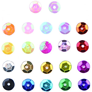 DIYASY 9800 Pcs 6MM Bulk Loose Sequins, 22 Colors Round Embroidery Sequins Cup Craft Sequins with Holes for DIY.
