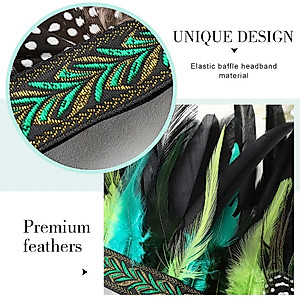 Aukmla Peacock Feather Fascinator Decorative Feather Headpiece Crown Headdress Costume Headband for Party (Green)