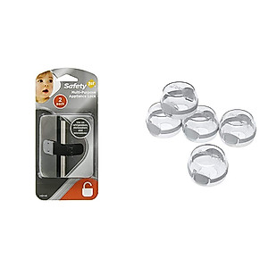 Safety 1st Multi-Purpose Appliance Lock Decor, 2-Count (Packaging May Vary) with Safety 1st Child Proof Clear View Stove Knob Covers (Set of 5)
