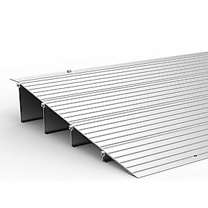 EZ-ACCESS TRANSITIONS 4 Inch Portable Self Supporting Aluminum Modular Entry Threshold Ramp Ideal for Doorways and Raised Landings