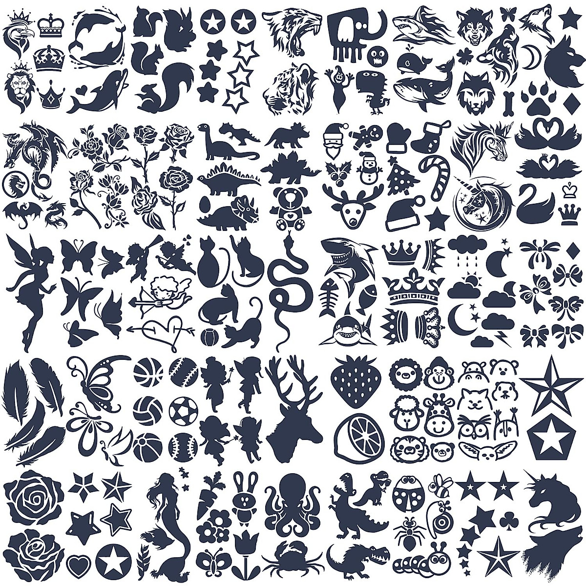 Temporary Glitter Tattoo Kit For Kids -, Dinosaur Butterfly Fake Tattoo Make Up Art Kits For Boys and Girls, DIY Creative Waterproof Tattoos with 90sheets Tat Stickers 24 Glitter Box and 3 Brush