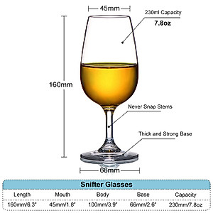MICHLEY Unbreakable Stemmed Wine Glasses, 100% Tritan Plastic Snifter Glasses, BPA-free & Dishwasher Safe, Small Size 7.8 oz,Set of 2