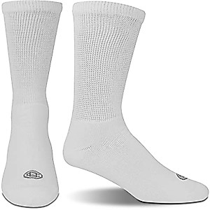 Doctor's Choice Diabetic Socks for Men, Seamless Crew Socks with Non-Binding Top, Provides Extra Comfort for Gout, 4-Pairs, White, Large, Size 10-13
