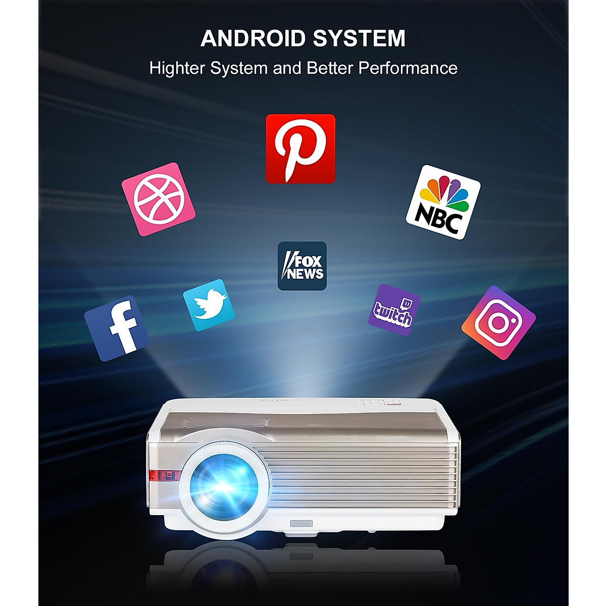 Native 1080P Full HD WiFi and Bluetooth Outdoor Projector with Speaker, 9000 Lumen Movie Projector for Home Theater, Compatible with iOS/Android/Laptop/HDMI/PC/TV Stick/USB