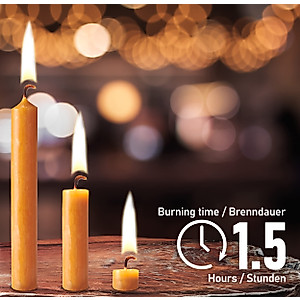 Eika Premium 10% Beeswax Tree Candles - Pack of 20 Honey Colored Natural Christmas Wax Candles for Pyramids, Carousels & Chimes - Made in Europe