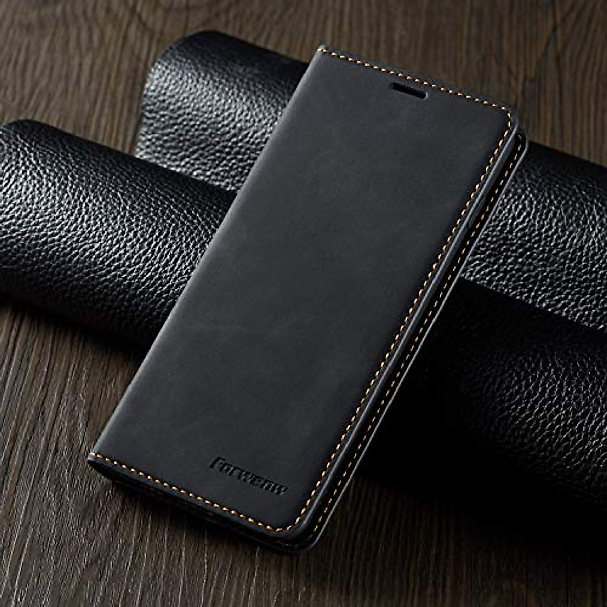 EYZUTAK Premium PU Leather Flip Folio Case for Samsung Galaxy S8, Protective Case with Kickstand Card Slot Magnetic Closure Shockproof Wallet Cover for Samsung Galaxy S8 - Black