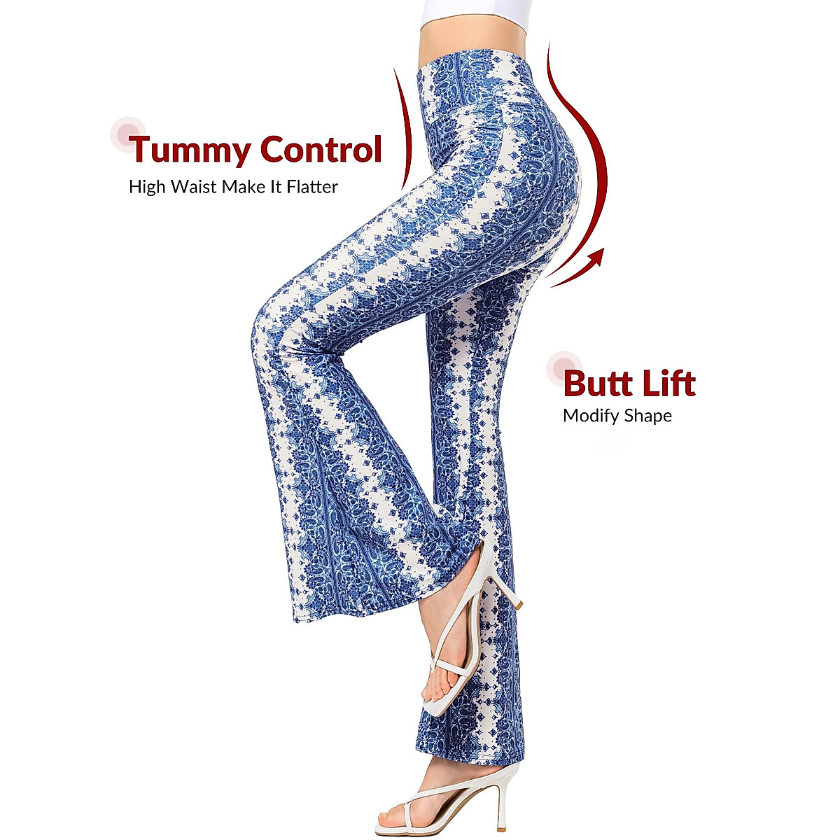 Yvette Bell Bottom Pants for Woman Lace High Waisted Flare Leggings Pants Black Sexy Disco 70s