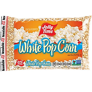 Jolly Time Unpopped Popcorn Kernels, Gourmet Popping Corn for Air Popper Machine or Stovetop, Non-GMO (White Pop Corn, 2 Pound (Pack of 4))
