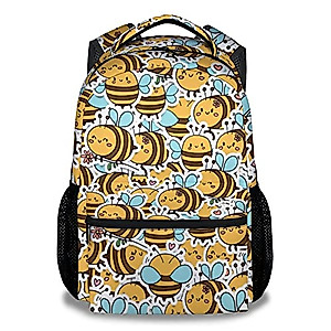 CUNEXTTIME Bee Backpack for Girls Boys, 16 Inch Cute Bookbag with Large Capacity, Durable Lightweight Travel Laptop School Bags