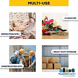 Plasticplace 42 Gallon Contractor Trash Bags │ 4.0 Mil │Clear Heavy Duty Garbage Bags │ 33" x 48" (50 Case)