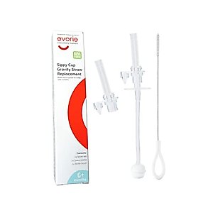 Evorie 360 Weighted Straw Replacement for 7 Oz Sippy Cup, Includes Straw Cleaning Brush and Spare Nozzle (Pack of 1)