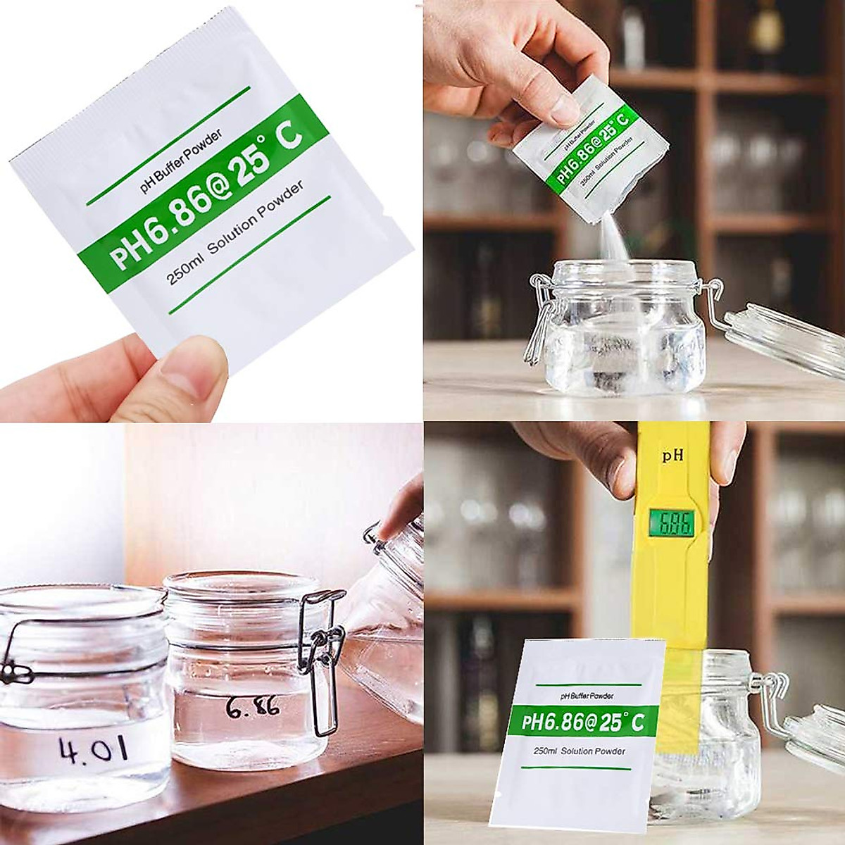 Nynelly Only 6.86,15pcs pH Meter Buffer Solution Powder for Precise and Easy for Precise pH Calibration Powder Solution