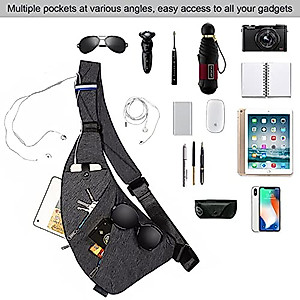 Qidelong Sling Bag- Anti-Theft Chest Shoulder Backpack Crossbody Bag, Lightweight Personal Pocket Bag for Men Women (Dark Grey)